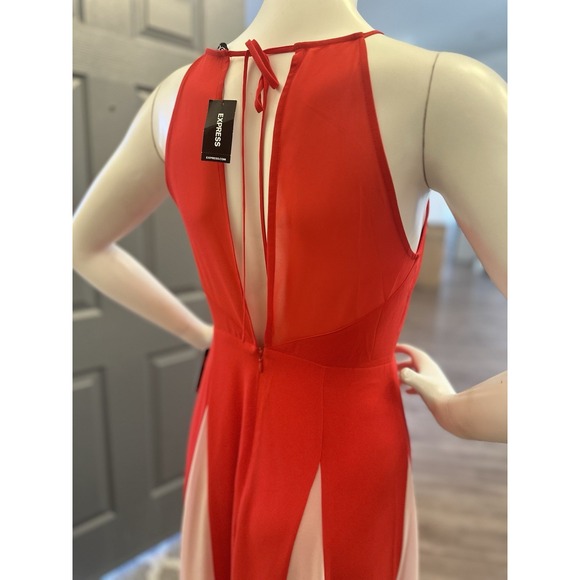 Express | Dresses | New Express Long Red Sheer Gown Dress Women 8 ...